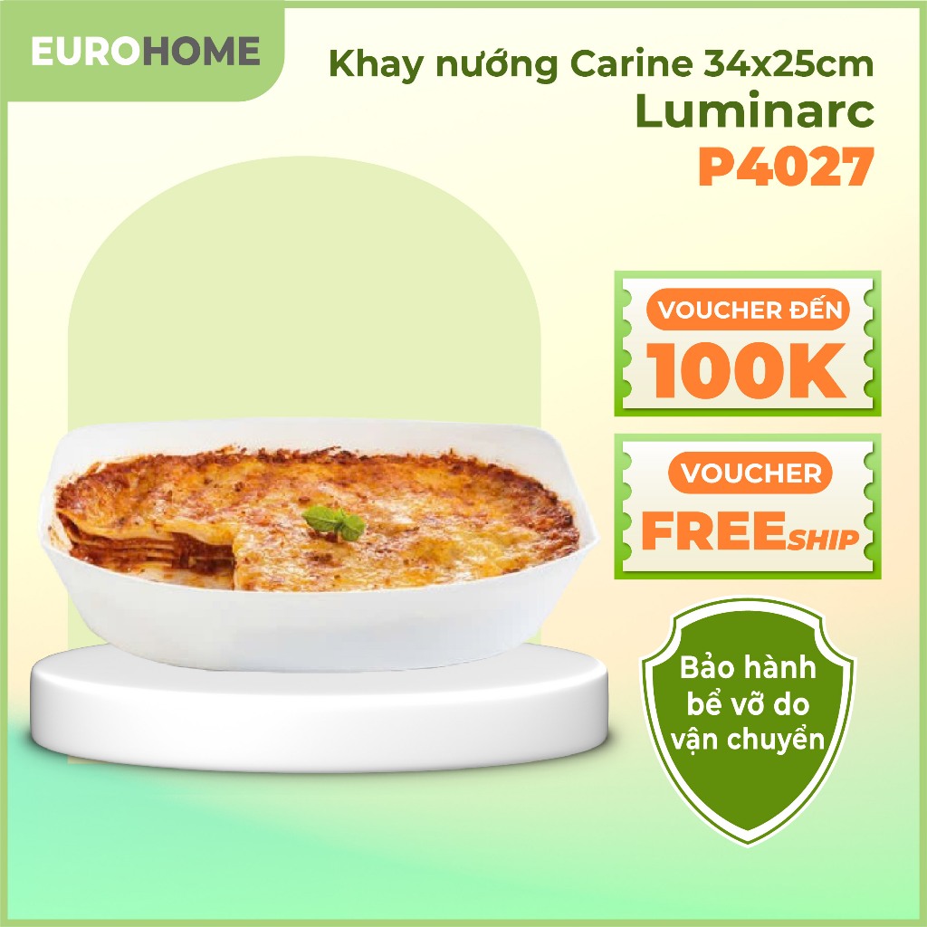 Khay nướng thủy tinh Luminarc Cuisine Carine 34x25cm, thủy tinh cường ...