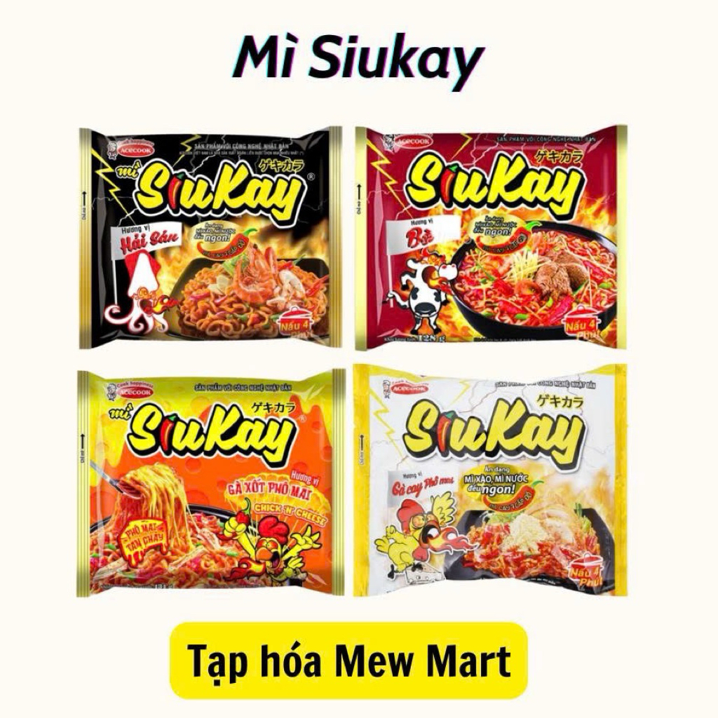 gói 127g Mỳ SiuKay 7 cấp độ vị bò và hải sản trộn, xào, nước | Shopee ...