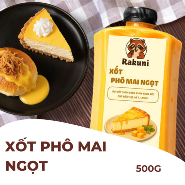 Xốt Phô Mai Ngọt Rakuni Foods 500g - Chấm bánh quy, mochi chấm, topping ...