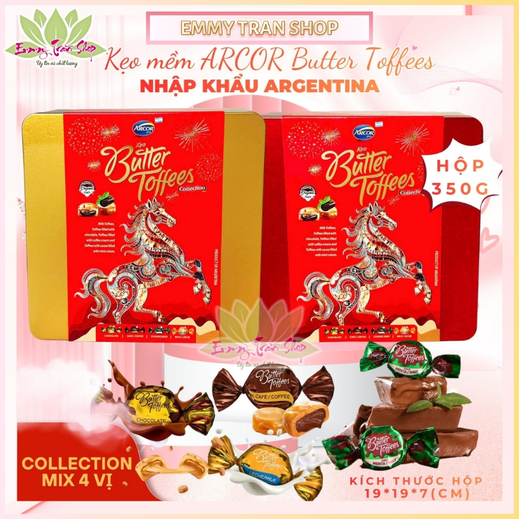 Kẹo Mềm ARCOR Butter Toffees Collection Mix 4 Vị - Hộp Thiếc Vuông 350g ...