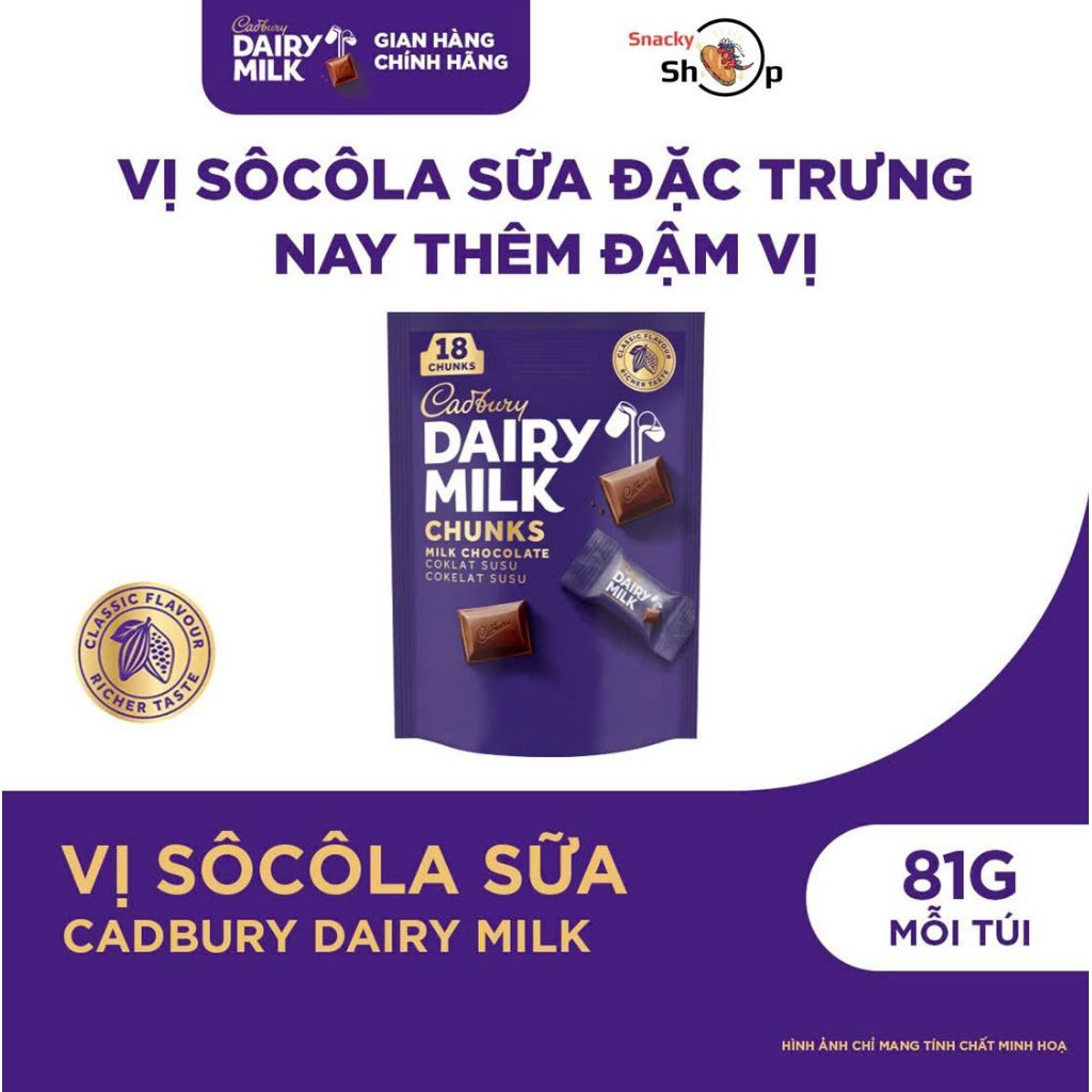 Gói lẻ - Chocolate CADBURY DIARY MILK - 81g | Shopee Việt Nam