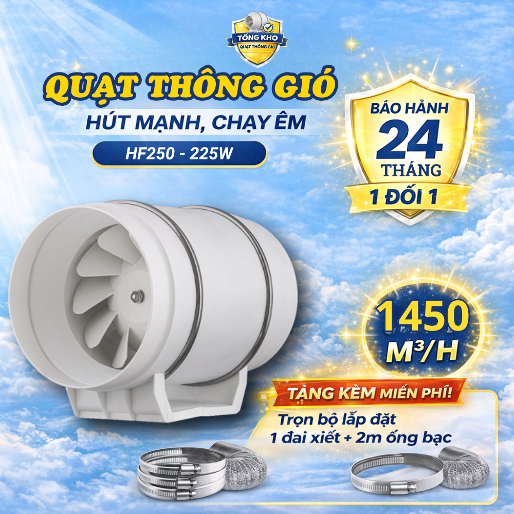 Quạt hút mùi hút khói bếp NEFA HF250 225W, gió mạnh, êm ái, tiết kiệm ...