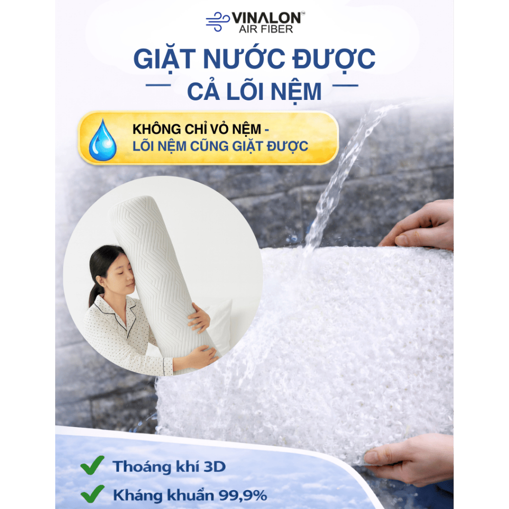 GỐI ÔM BODY VINALON™ – AIR FIBER 3D THOÁNG KHÍ, DỄ VỆ SINH | Shopee ...