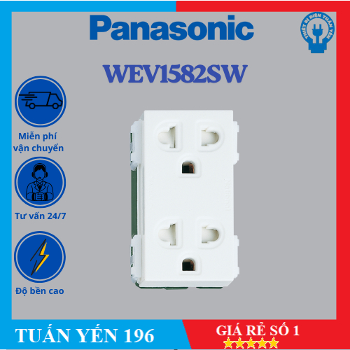 Ổ cắm đôi 3 chấu 16A cắm nhanh màu trắng Panasonic Dòng Wide WEV1582SW ...