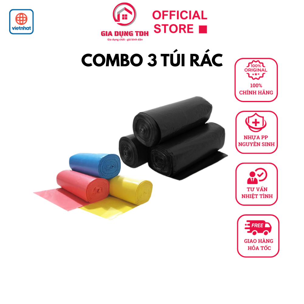 [ Combo 3 Cuộn ] Túi Rác TADAHOME Tự Phân Huỷ - Dày Dai, Thân Thiện Môi ...