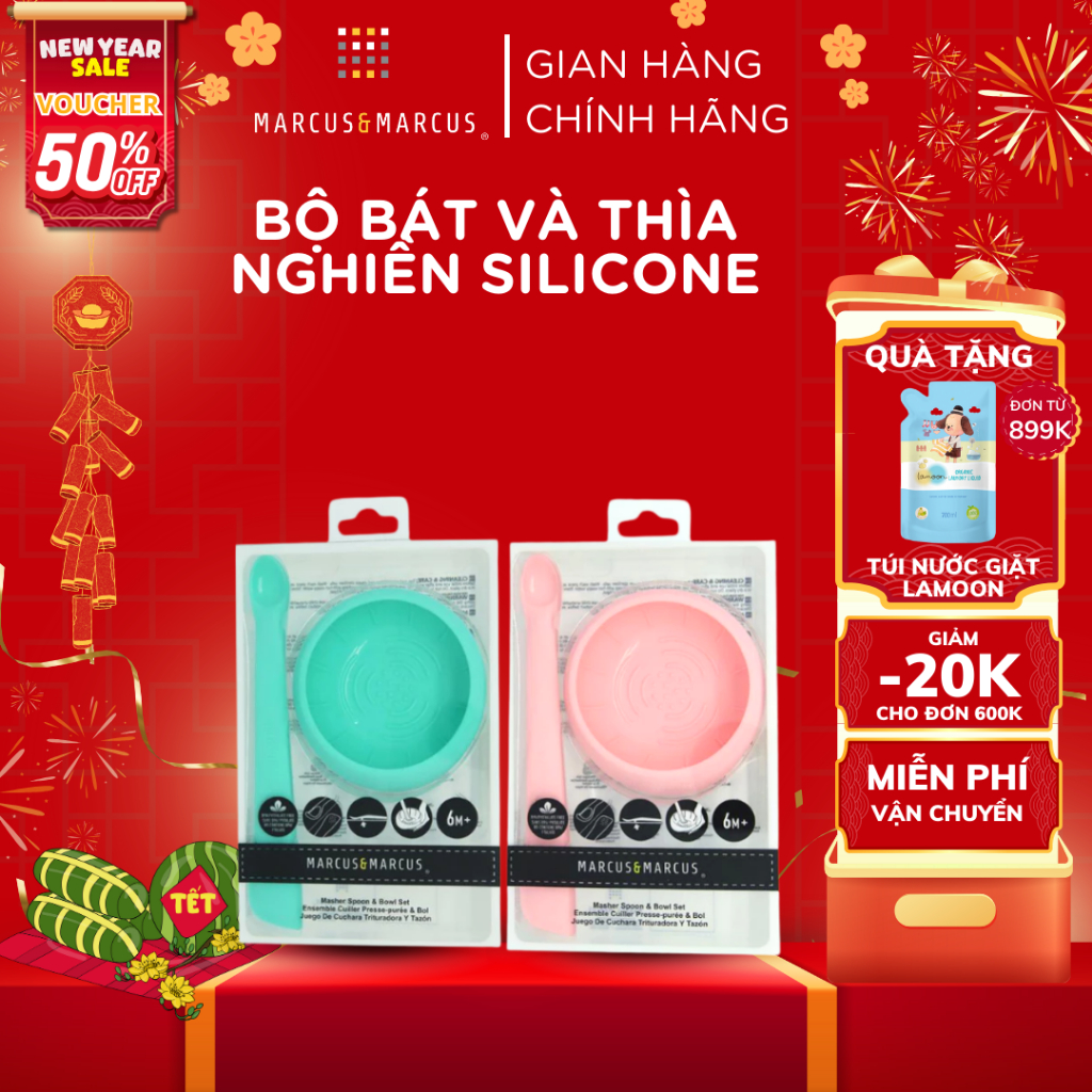 Bộ Bát Và Thìa Nghiền Thức Ăn Silicon Marcus & Marcus Cho Bé Từ 6 Tháng ...