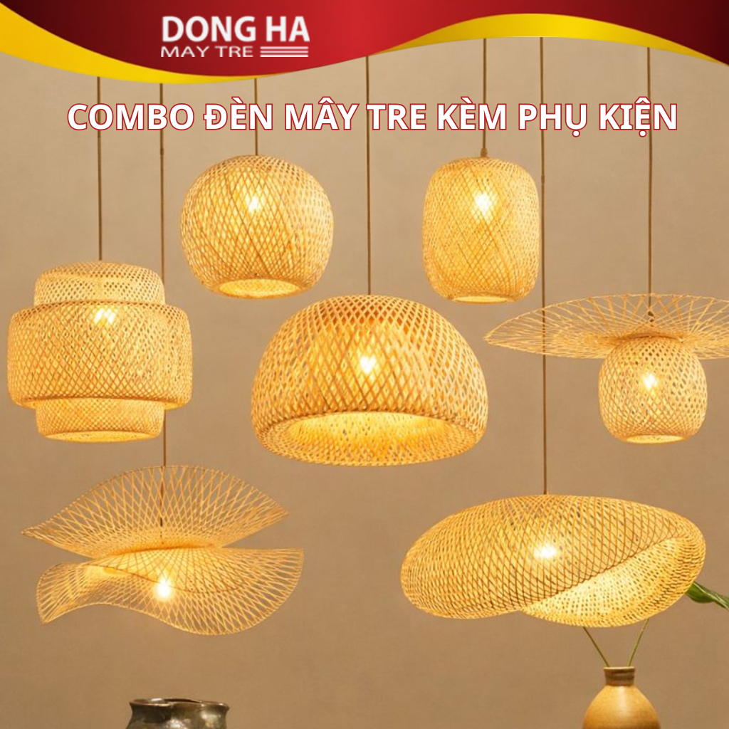 Combo đèn lồng tre thả trần trang trí nhà ở, nhà hàng, quán ăn, quá cà ...