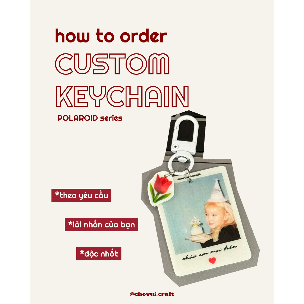Keychain Polaroid series custom ảnh theo yêu cầu kèm lời nhắn yêu ...