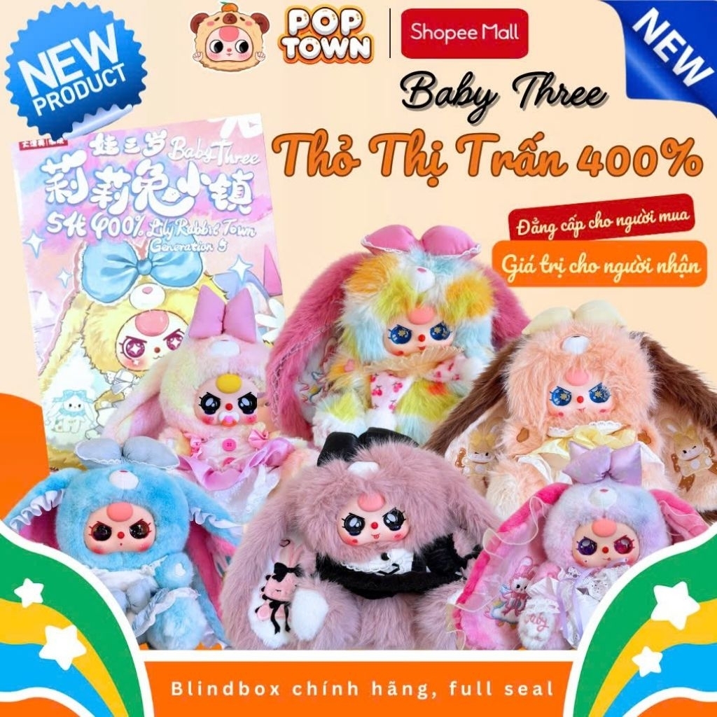 [HỎA TỐC] BABY THREE THỎ THỊ TRẤN 400% V5 - Lily Rabbit Town - Blindbox ...
