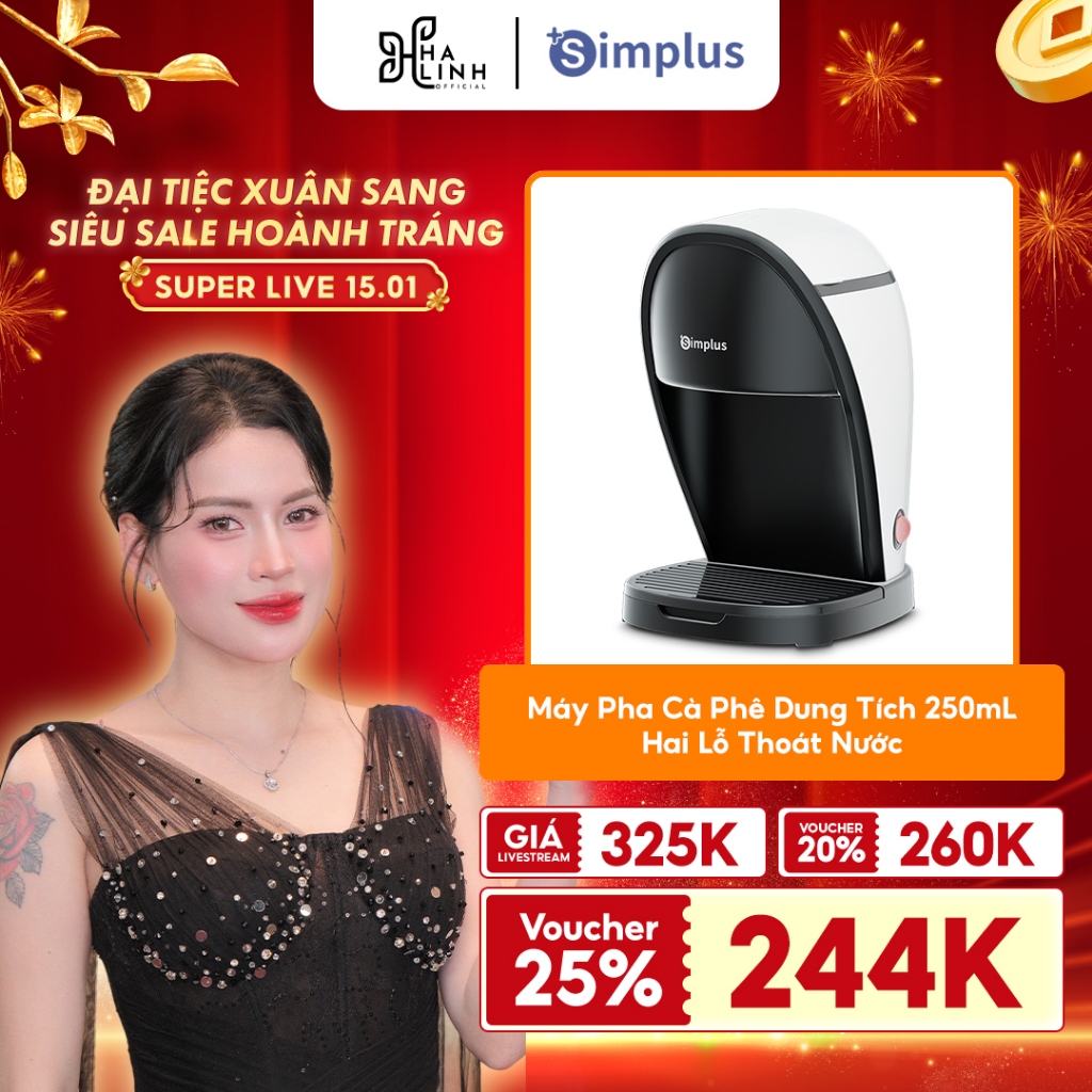 [Võ Hà Linh x Simplus] Máy Pha Cà Phê Dung Tích 250mL Hai Lỗ Thoát Nước ...