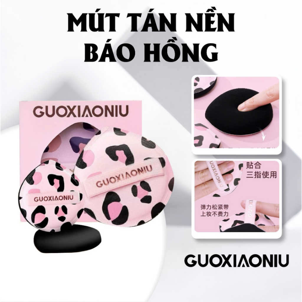 Mút tán nền GUOXIAONIU hồng báo plus tròn, tam giác cao cấp mềm không ...