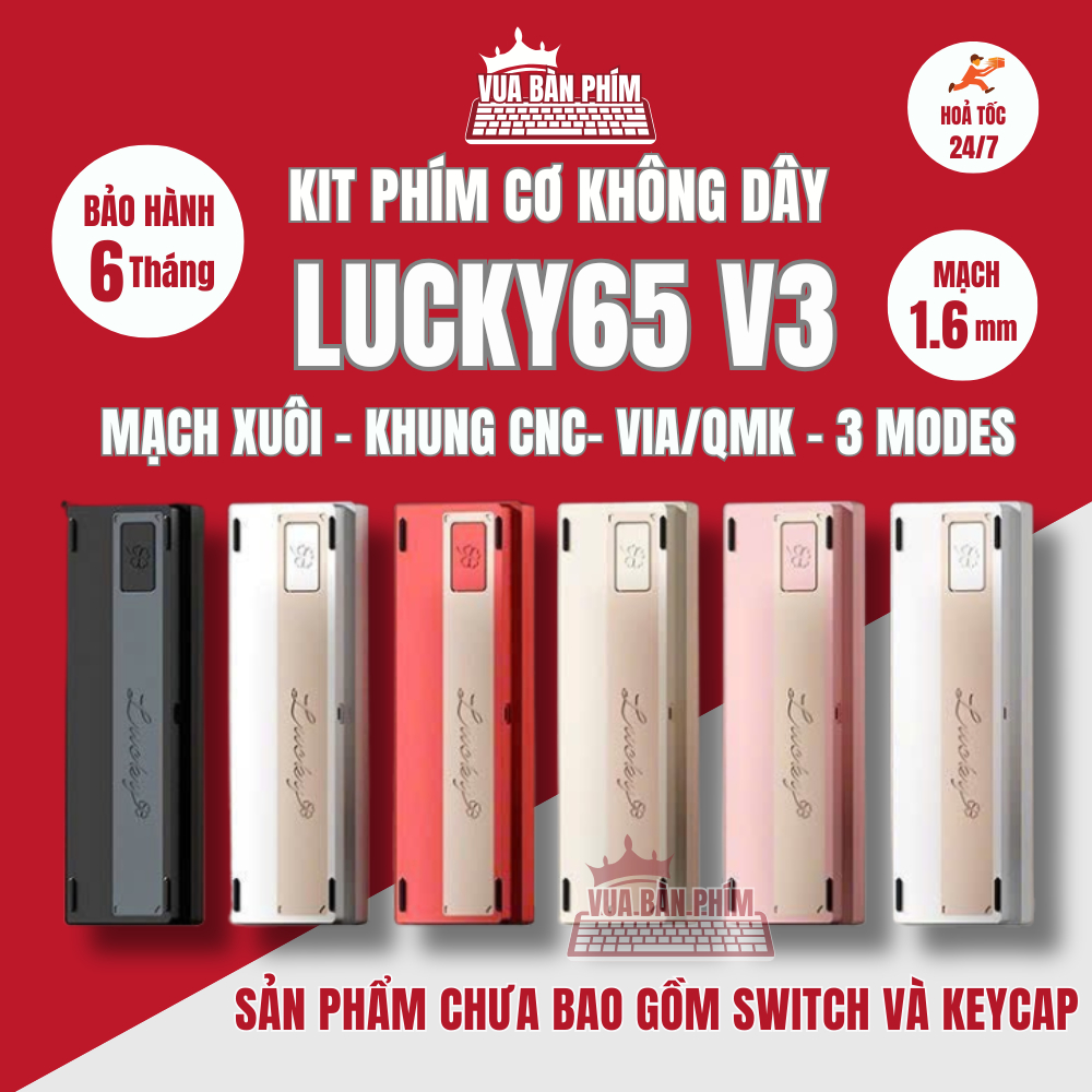 [HÀNG SẴN] Kit bàn phím cơ không dây lucky 65 V3 | lucky65 v3 nhôm cnc ...
