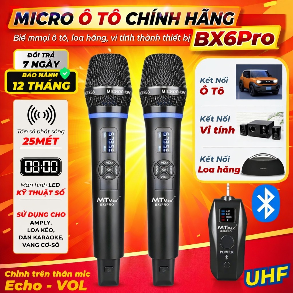 Micro Không Dây BX6 PRO Đa Năng, Tích Hợp Echo Độ Nhạy Cao, Bắt Âm Tốt ...