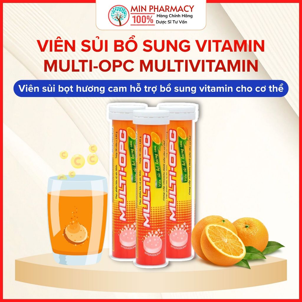 Viên Sủi Bổ Sung Vitamin MULTI-Opc Multivitamin vị cam Tuýp 20 viên ...