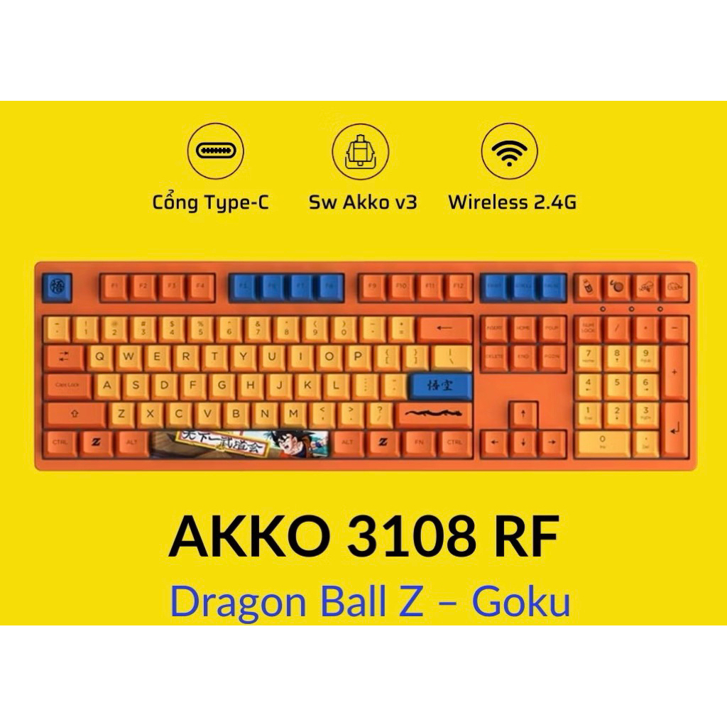 Bàn phím cơ AKKO 3108 RF Dragon Ball Z – Goku (Dual-mode / AKKO sw v3 ...