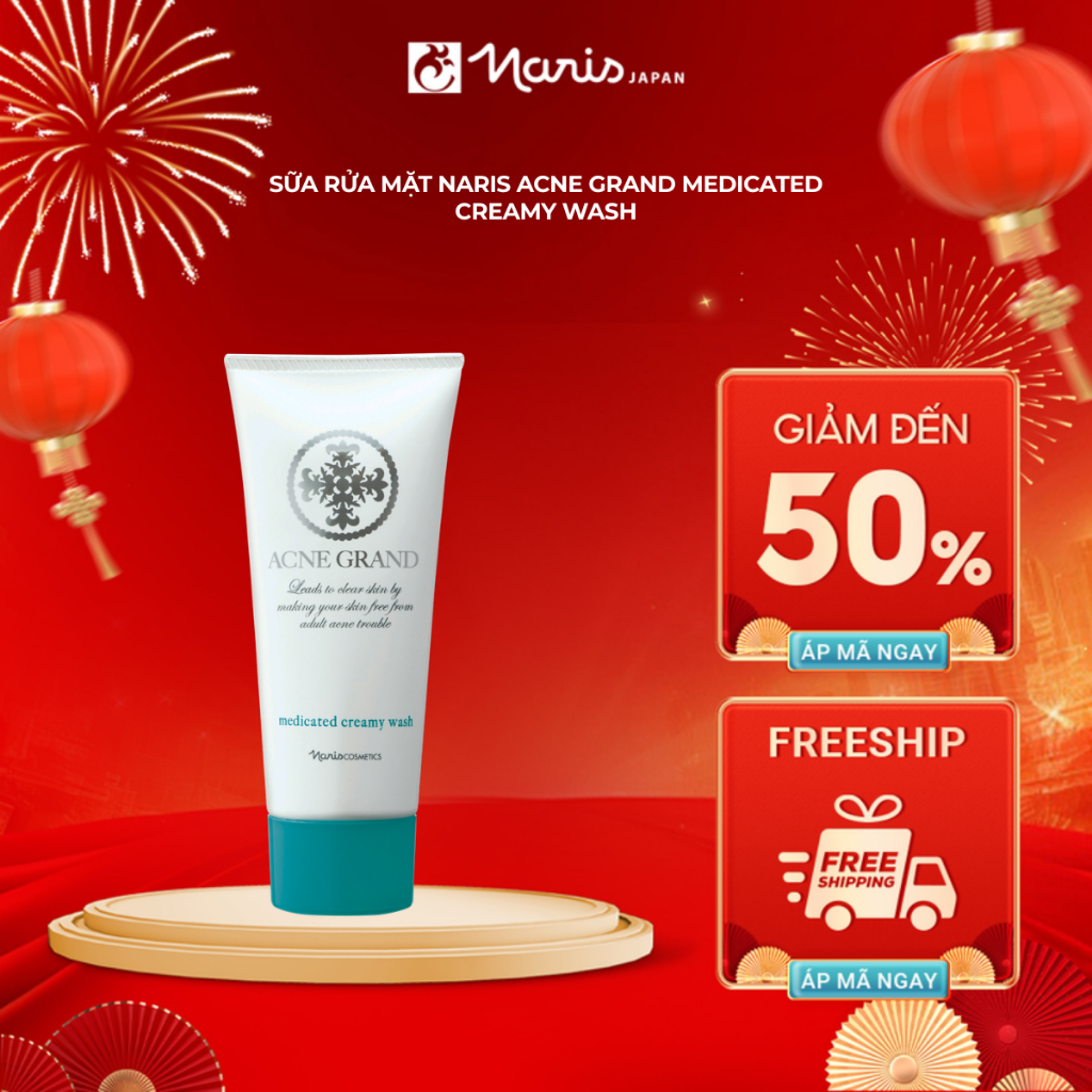 Sữa rửa mặt sạch sâu cho da dầu & mụn Naris Acne Grand Medicated Creamy ...