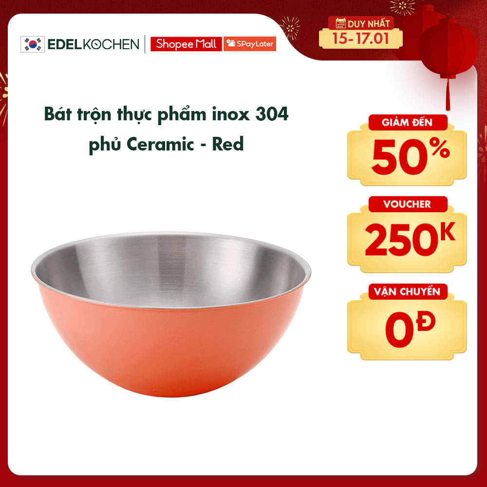 Bát trộn thực phẩm inox 304 Edelkochen Mixing Bowl - Màu Eco Red ...