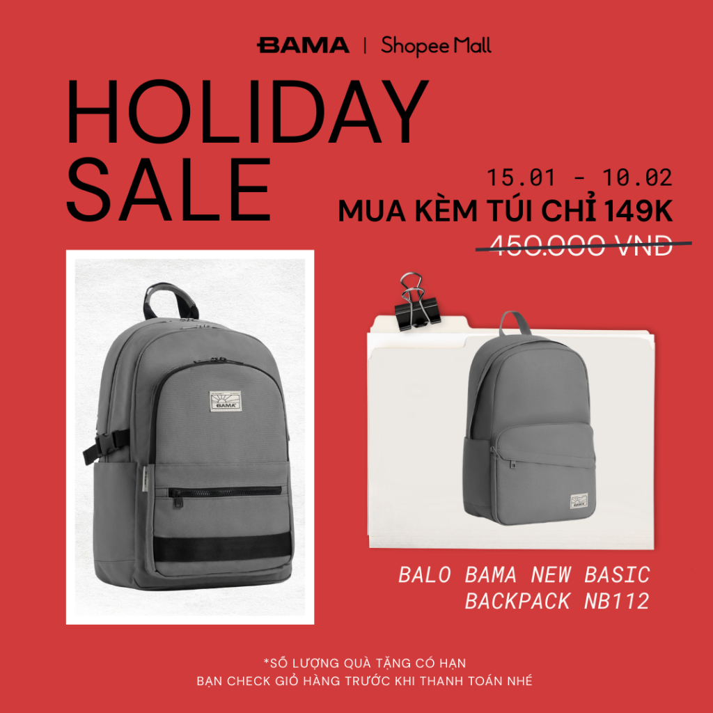 [MUA KÈM BALO 149K] Balo nam nữ BAMA New Basic Backpack NB102 chống ...