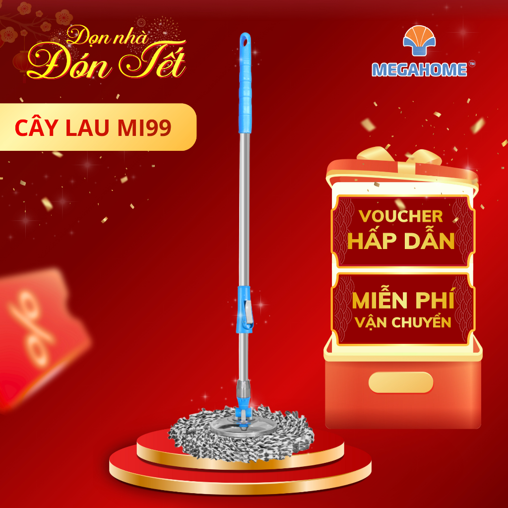 Cây Lau Nhà Megahome MI99 mâm inox sử dụng được cho tất cả các bộ lau ...