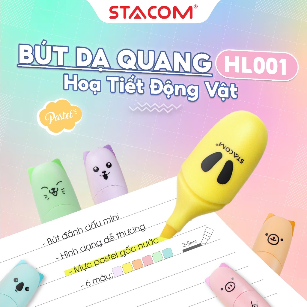 [Trợ giá] Combo 1/4 cây bút dạ quang Mini | Màu pastel, nét 4.0mm, bền ...