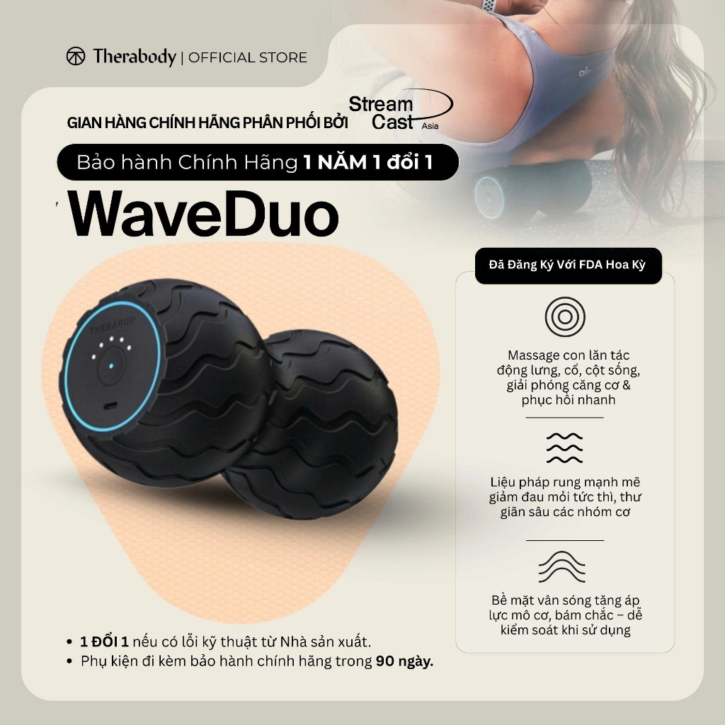 THERABODY Máy Massage Theragun Wave Duo, 5 tốc độ điều chỉnh, thiết kế ...
