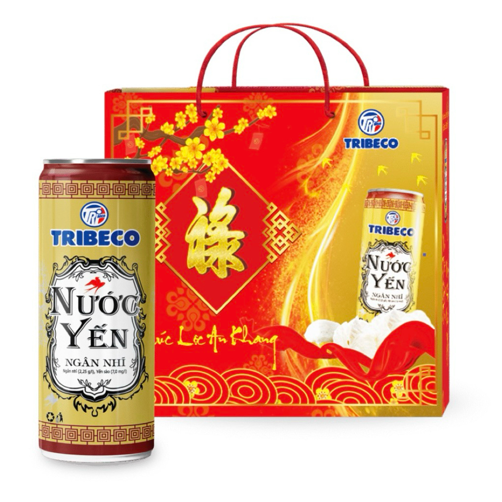 Hộp 6 lon nước yến ngân nhĩ Tribeco 240ml- Hộp 6 lon ngân nhỉ Tết Bình ...