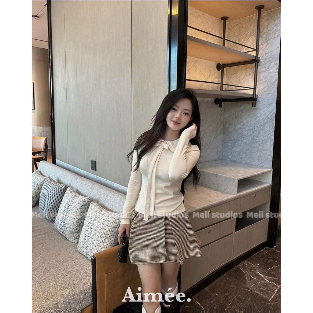 𝐛𝐢𝐣𝐨𝐮.𝐦𝐦/ Áo Thun Nhũ Cổ Sen Đính Nơ Dài Tay Giữ Nhiệt Hàng Tk | Shopee ...