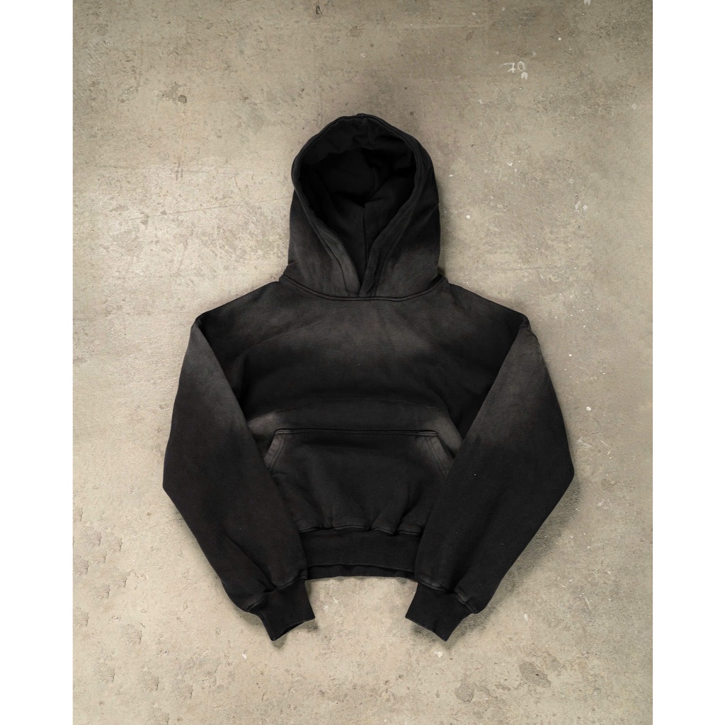 Hoodie Boxy Faded Black Vintage- Nỉ bông 420GSM | Shopee Việt Nam