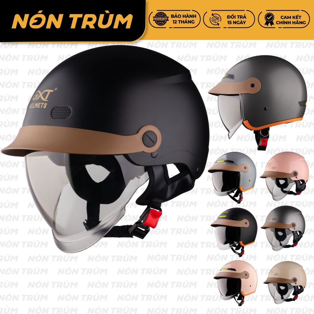 Mũ bảo hiểm 3/4 chính hãng kính âm Gxt Gx139 GX03 kèm lưỡi trai cho nam ...
