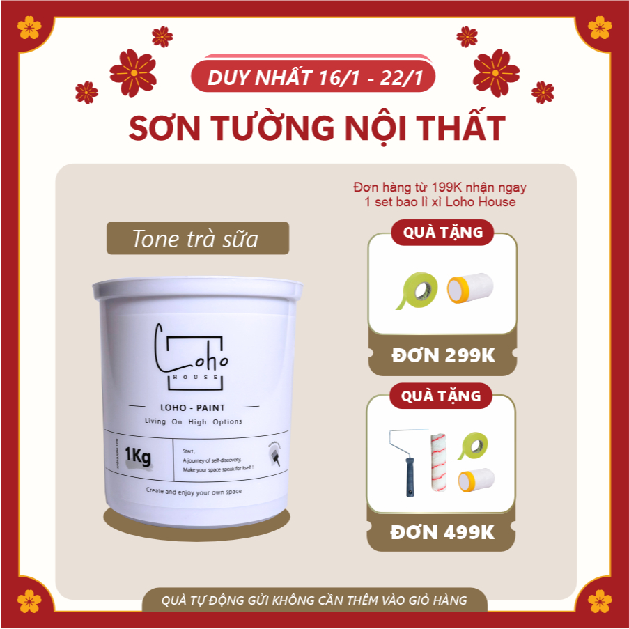 Sơn tường Loho House tone màu trà sữa | Lon sơn 1kg - Sơn nước nội thất ...