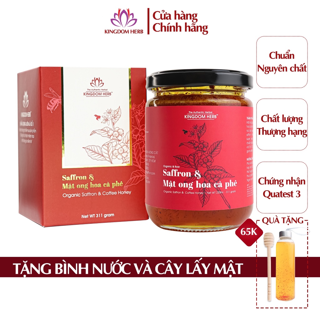 Saffron ngâm mật ong Kingdom Herb chính hãng thượng hạng hộp 311g, hỗ ...