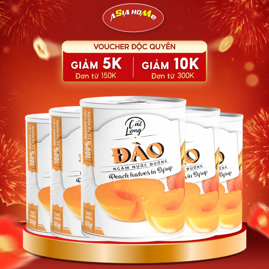 HOT - Thùng 6 Lon Đào Ngâm Nước Đường Cát Long Đóng Lon 425g, 565g ...