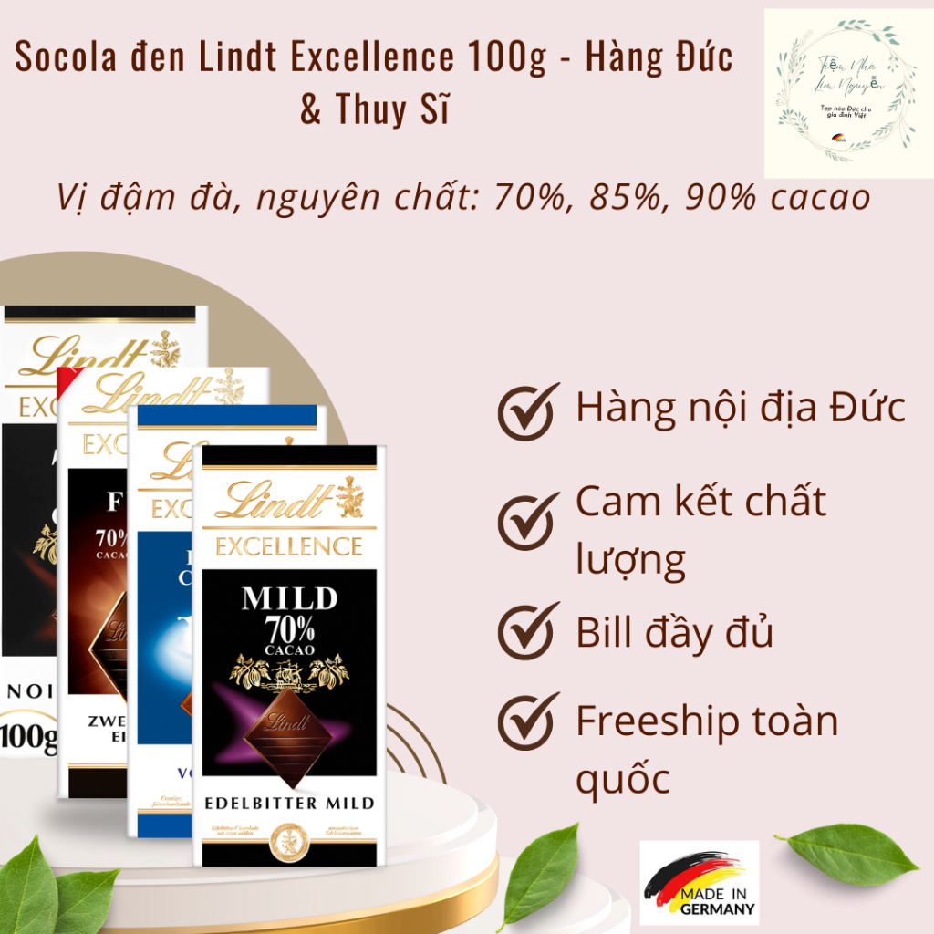Socola đen Lindt Excellence 100g - Vị đậm đà, nguyên chất - Socola Đức ...