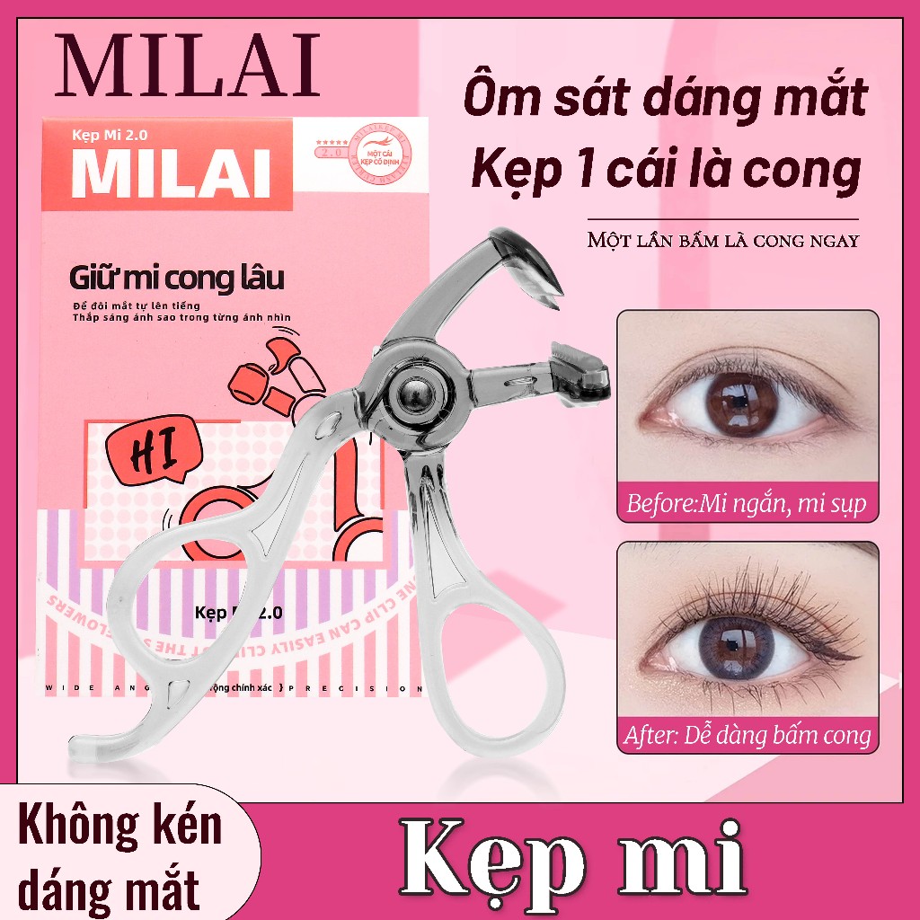 MILAI K01 Kẹp mi . Giúp mi cong lâu, uốn cong tự nhiên. Thiết Kế nhỏ ...