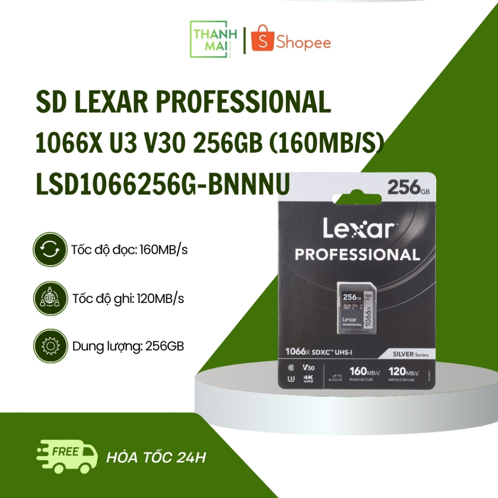 Thẻ nhớ Lexar 256GB Professional 1066x SDXC UHS-I, U3, V30, RW up to ...