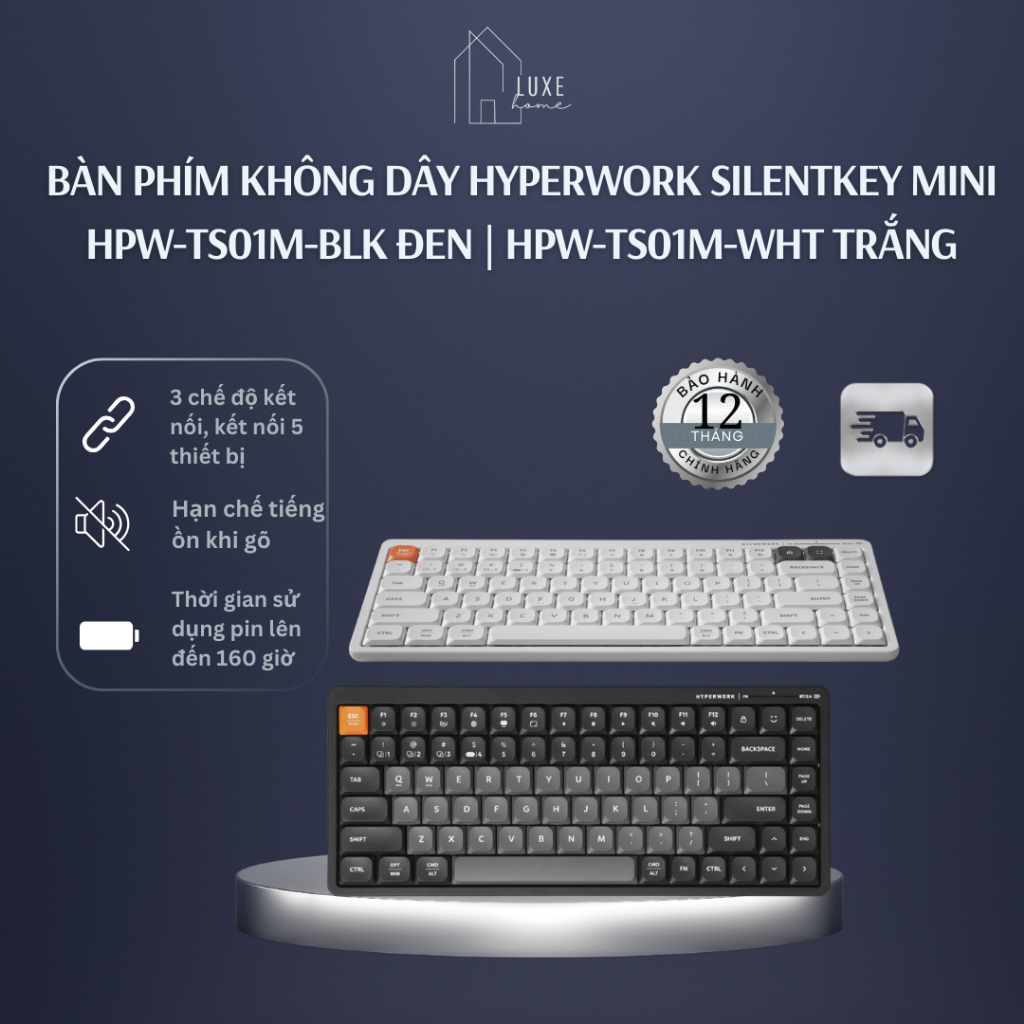 Bàn phím không dây HyperWork SilentKey Mini TS01M | HPW-TS01 | chuột ...