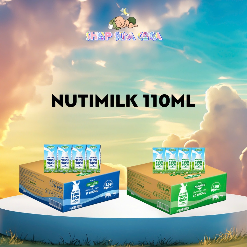Sữa tươi Nutimilk 110ml có đường ít đường thùng 24 hộp | Shopee Việt Nam