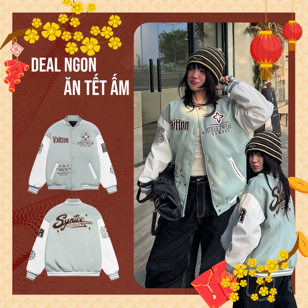 Áo Khoác Varsity XMin Local Brand Unisex Form Rộng Bomber Vải Dạ Tay Da ...