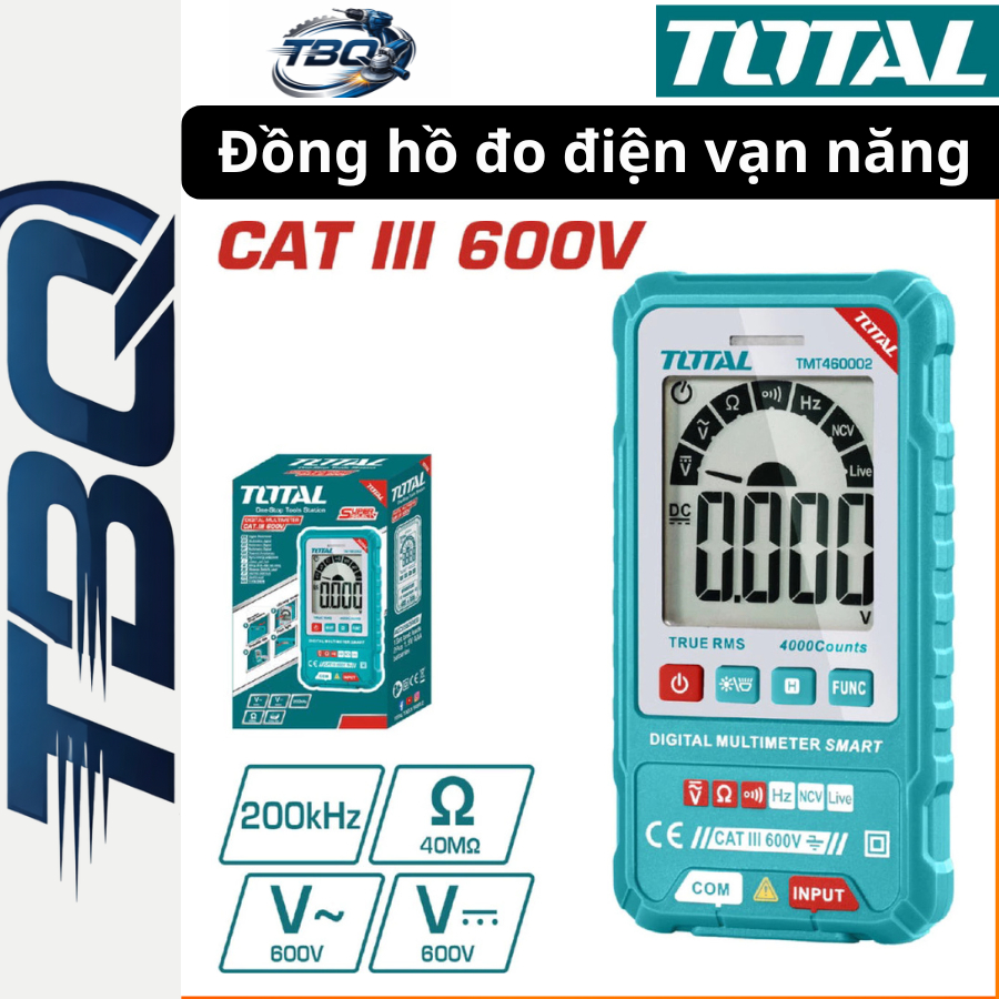 Đồng Hồ Đo Điện Vạn Năng Total TMT460002 - True RMS 4000 Số, Tự Động ...