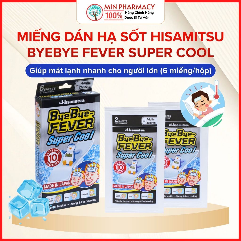 Miếng dán hạ sốt nhanh cho người lớn Hisamitsu ByeBye Fever Super Cool ...