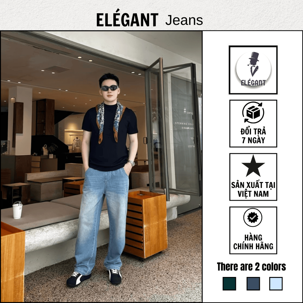 Quần Suông Sky Blue Ống Suông Rộng ELEGANT | Quần Bò Nam Nữ Xanh Sky ...