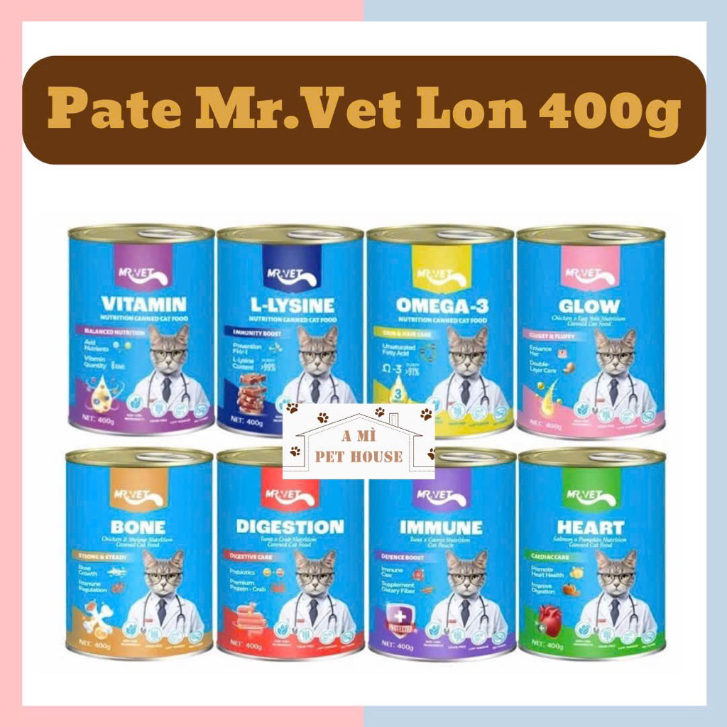 Pate Mr.Vet lon 400g bổ sung dinh dưỡng cho mèo | Shopee Việt Nam