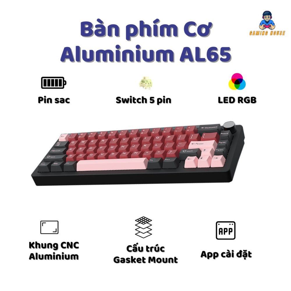 Bàn phím cơ Silent Atas AL65 Khung nhôm CNC 3 mode kết nối - Led RGB ...