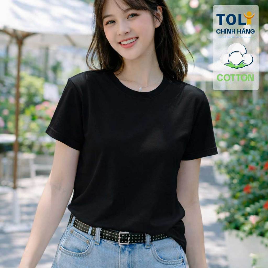 Áo thun nữ cổ tròn TOLI BSB11 – Cotton mềm mịn, dáng suông dễ phối, dặc ...