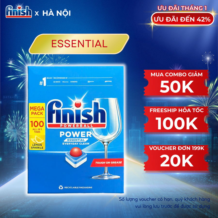 Viên Rửa Bát Hương Chanh Finish Essential 100 viên - Finish Powerball ...