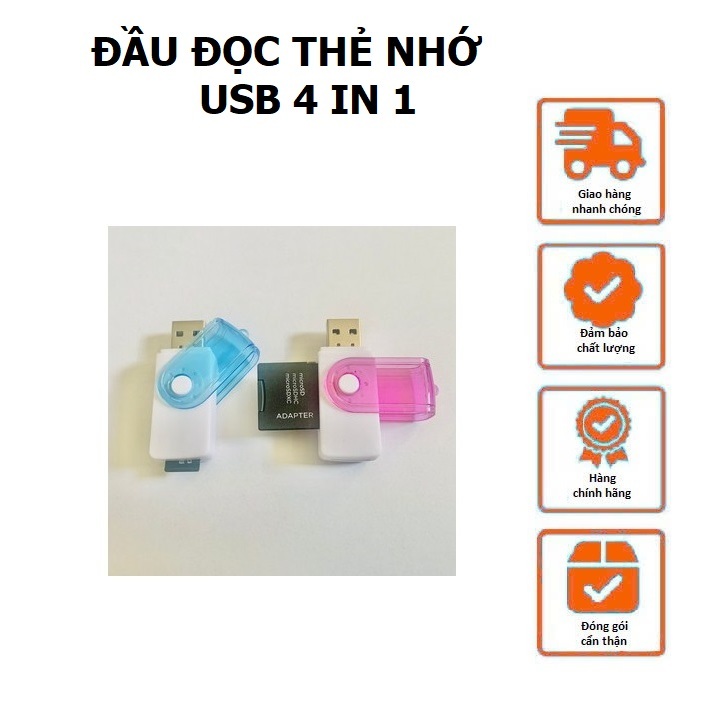 Đầu đọc thẻ nhớ USB 4in1 đa năng 2.0 SD, MICRO SD, CF, TF, MMC | Shopee ...