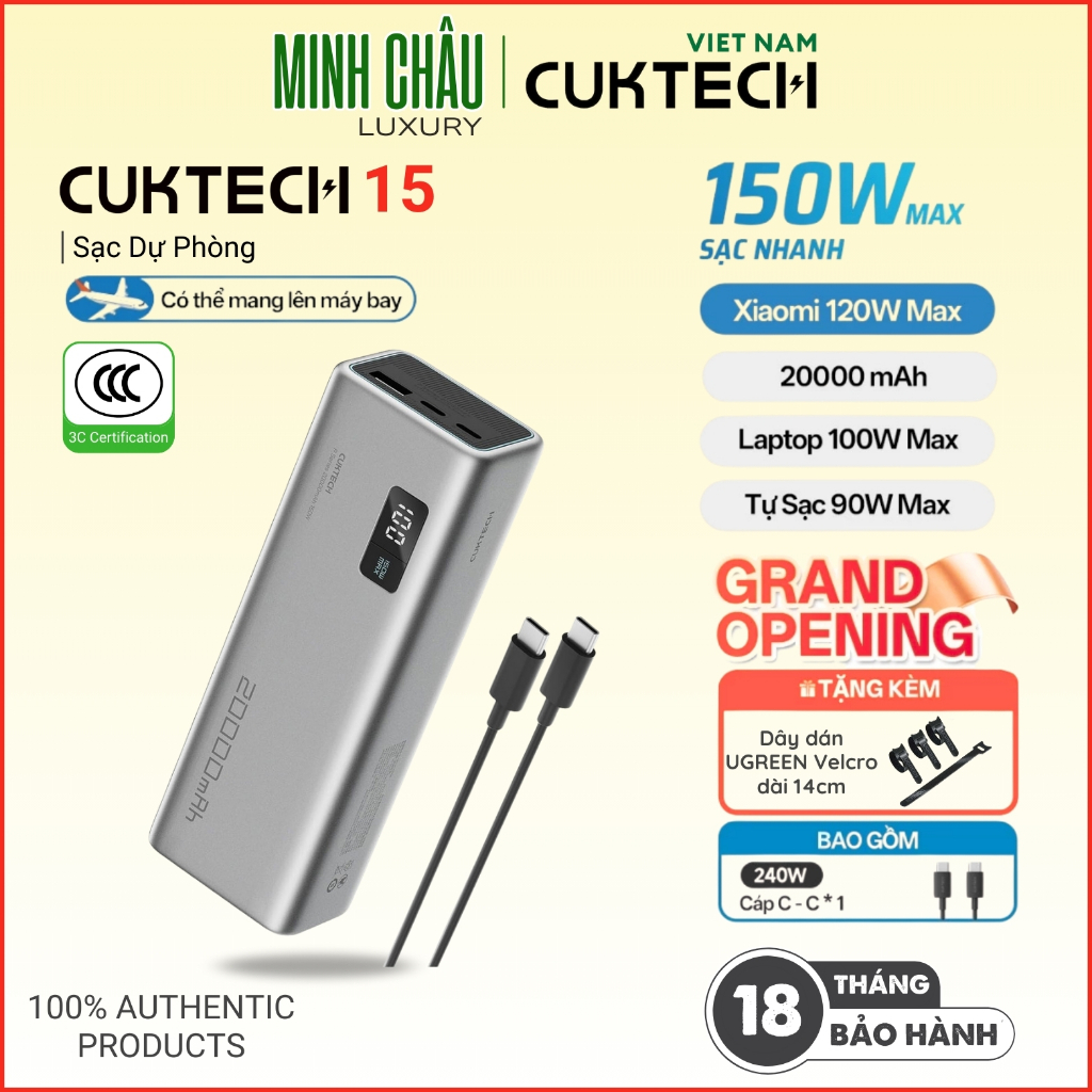 Pin Sạc Dự Phòng CUKTECH Sạc Nhanh 150W 20000mAh Hỗ Trợ Xiaomi 120W ...