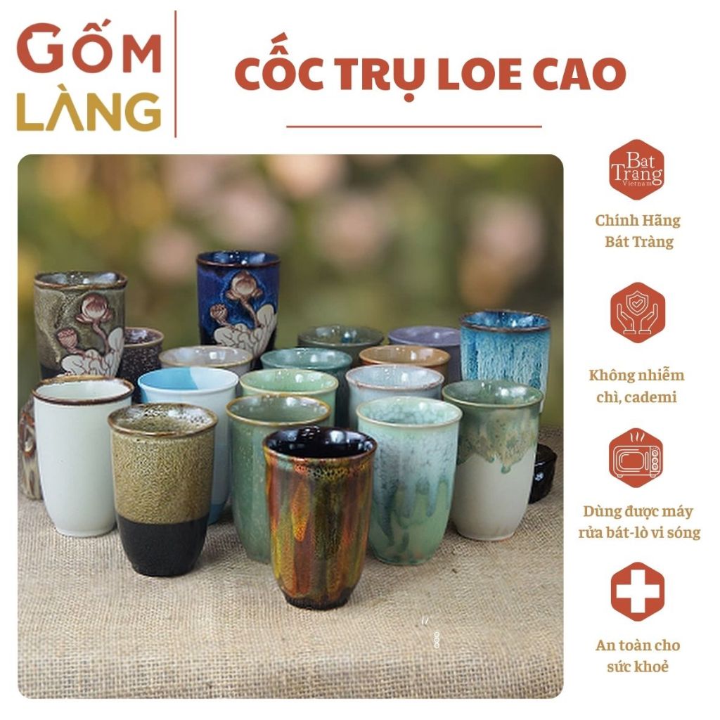 Cốc Trụ Loe Cao Gốm Bát Tràng Men Nghệ Thuật Thủ Công Gốm Làng Chính ...