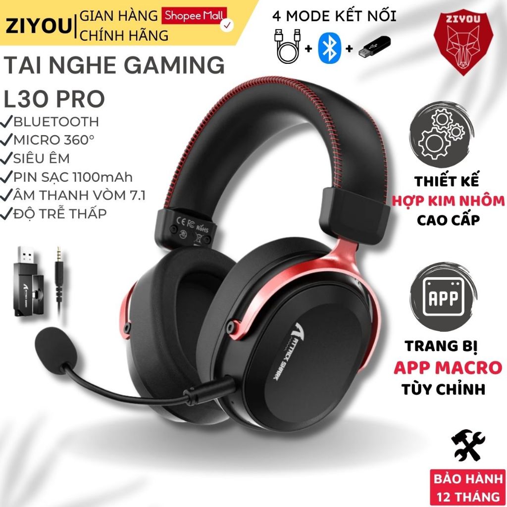 Tai Nghe Không Dây Gaming Attack Shark L30 Pro Receiver Kép, Âm Thanh ...