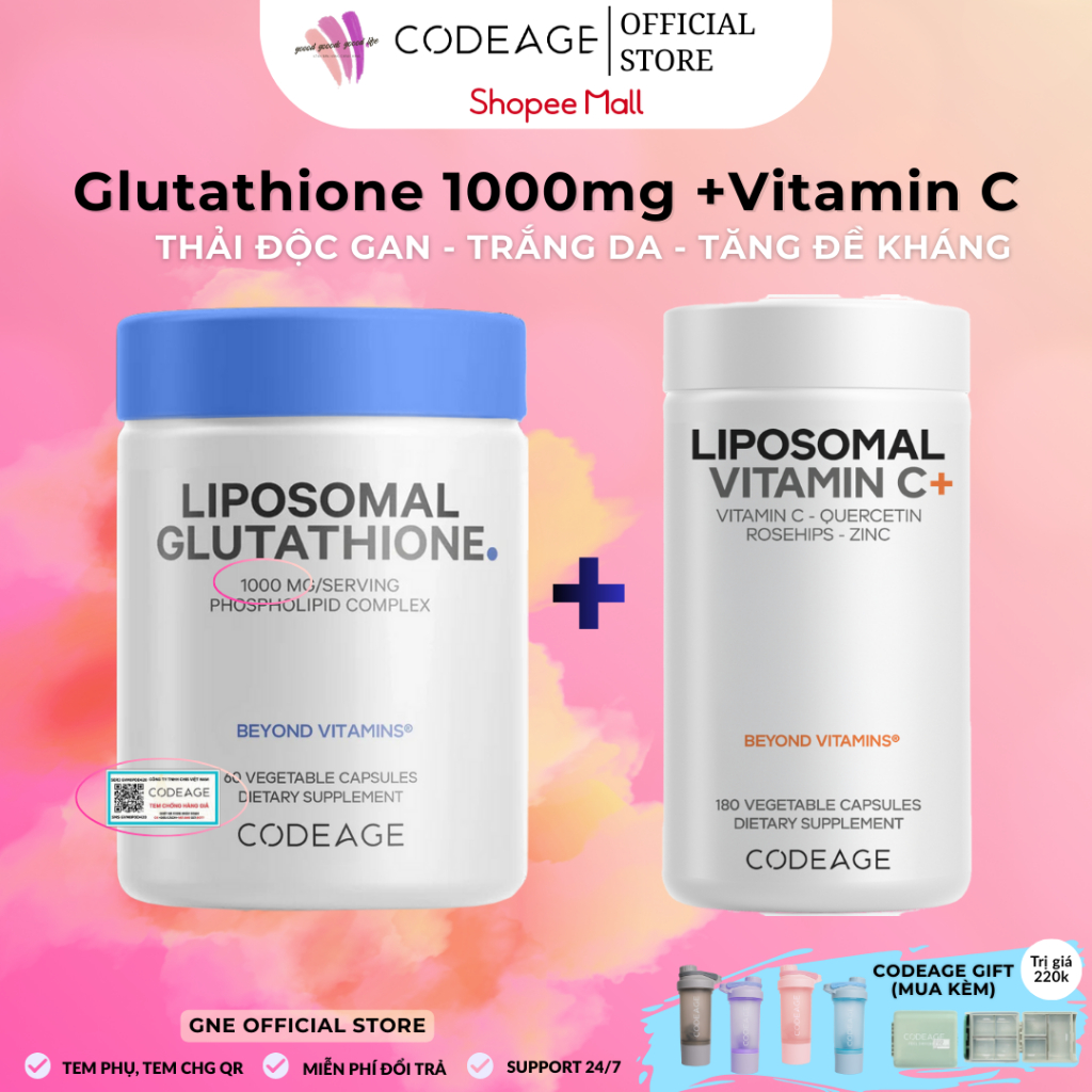[GLU 1000] Thực Phẩm Bảo Vệ Sức Khỏe Codeage Liposomal Glutathione ...